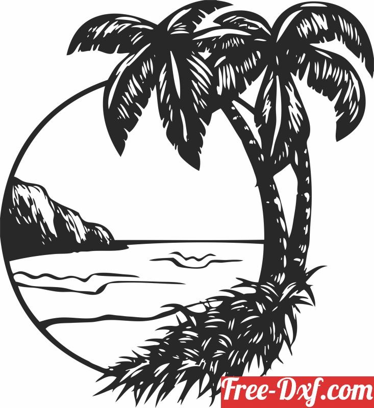 Download Island beach scene mKFt8 High quality free Dxf files, Sv