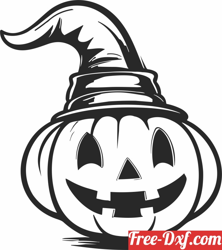 Download halloween Pumpkin with hat nf5Ju High quality free Dxf f