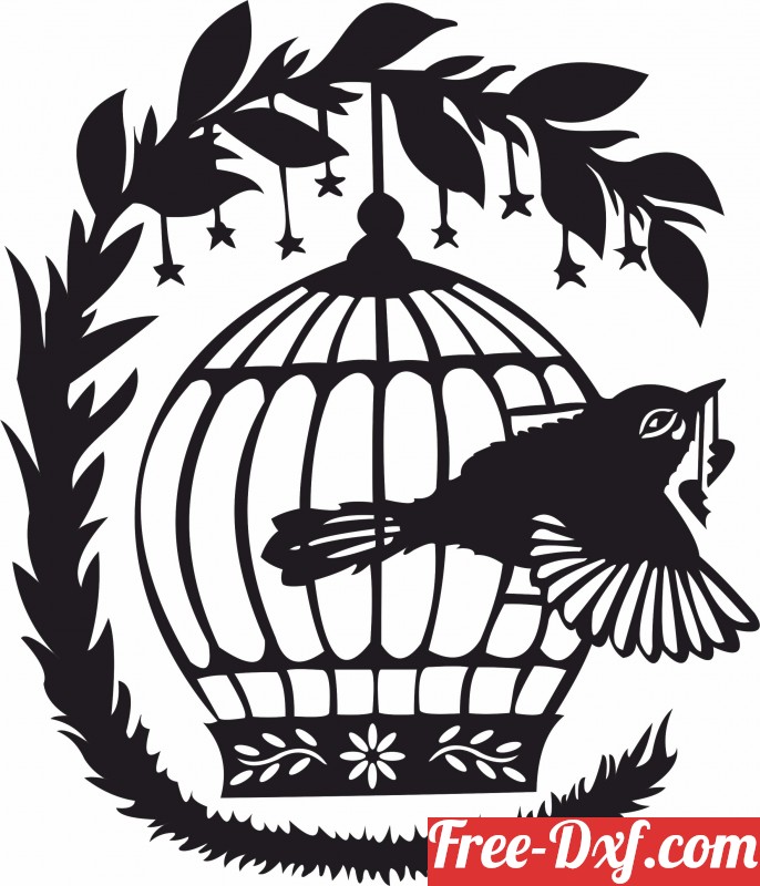 Download Bird flower Cage noF8x High quality free Dxf files, Svg,