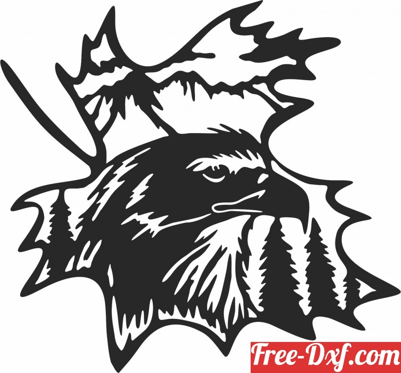Download Eagle on leaf scene dxf npgnF High quality free