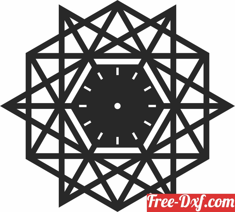 Download Twelve Star vinyl wall clock ntAVN High quality free Dxf