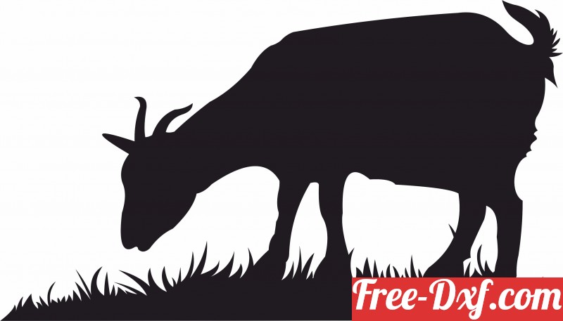 Download goat silhouette eating grass o4MnG High quality free Dxf