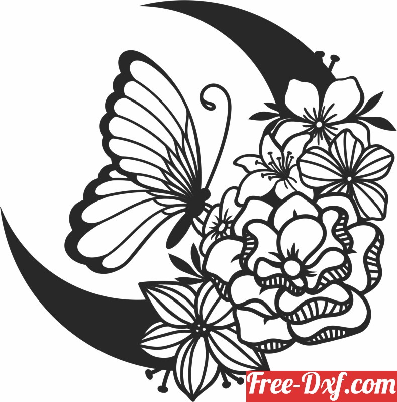 Download butterfly on floral moon clipart oWLCa High quality free