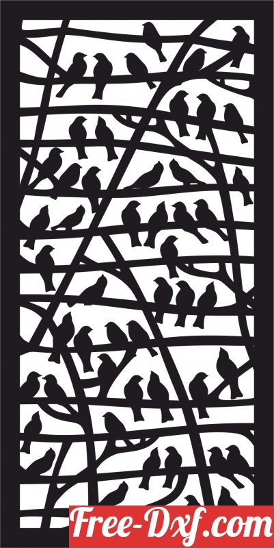 Download panel birds on tree branches ocrlE High quality free Dxf