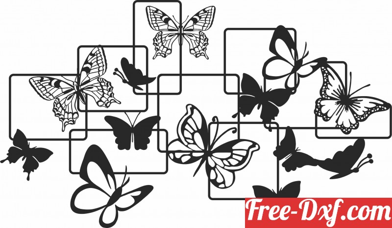 Download Butterfly wall panel decor dxf oeOQf High quality free