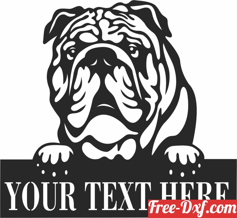 Download English bulldog dog custom name sign olYyy High quality