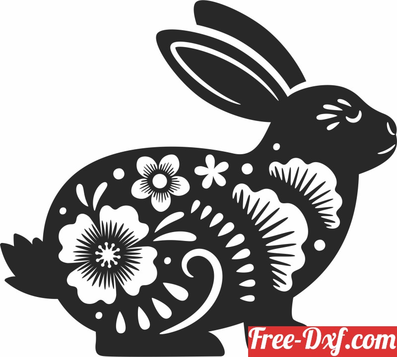 Download bunny with flowers clipart pGRrh High quality free Dxf f