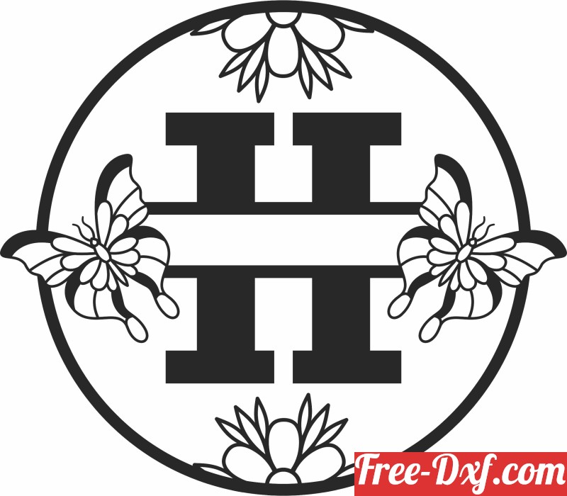 Download Split monogram H with butterfly pNQQc High quality free