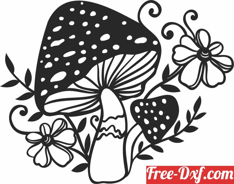 Download Mushroom wall design poa8x High quality free Dxf files,