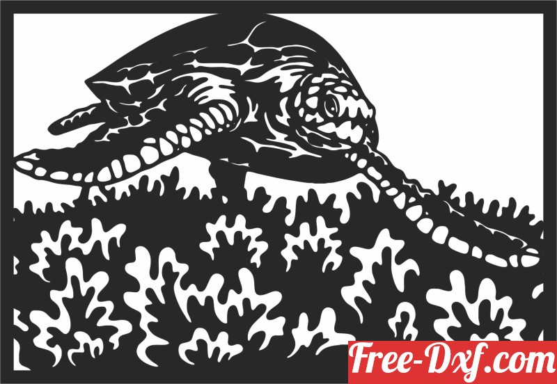 Download Sea turtle Wildlife wall art q5cII High quality free Dxf