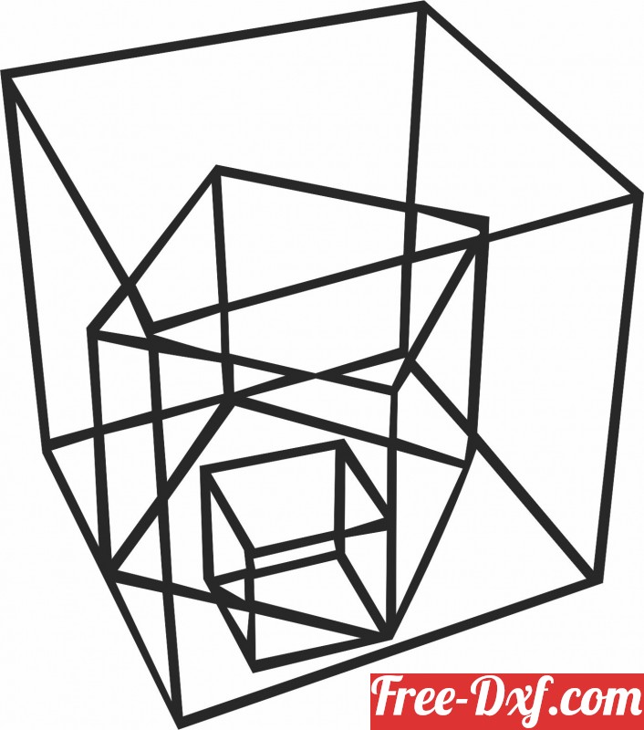 Download Geometric Polygon cube qOaGv High quality free Dxf files