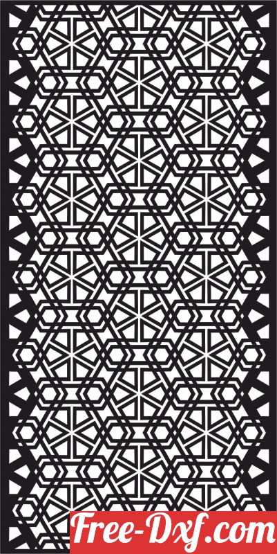 Download decorative wall screen door geometric panel pattern dxf