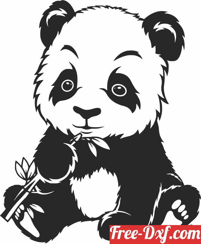 Download Panda Bamboo clipart r557i High quality free Dxf files,
