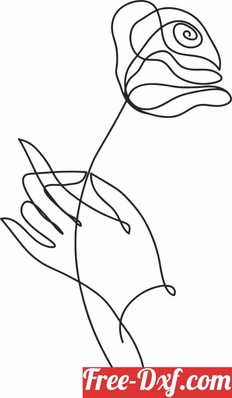 Download flower rose one line art rCEvf High quality free Dxf fil