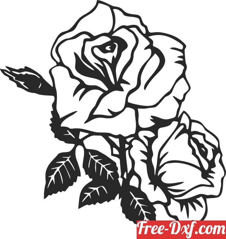 Download Flowers rose clipart rijPu High quality free Dxf files,