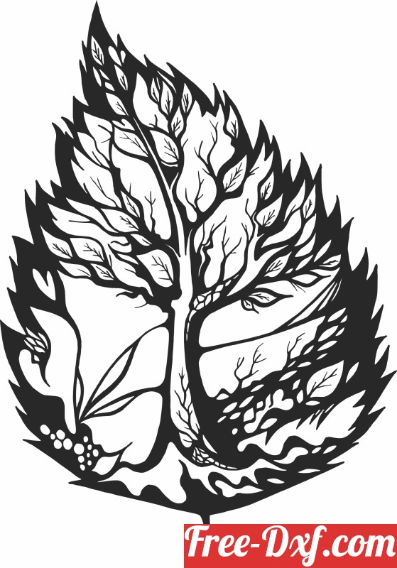 Download leaf tree wall arts dxf sSXlW High quality free