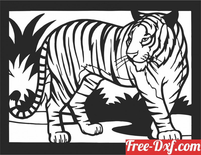 Download tiger scene art wall decor sgSMg High quality free Dxf f