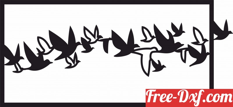 Download murmuration group of birds flying wall art panel dxf syF