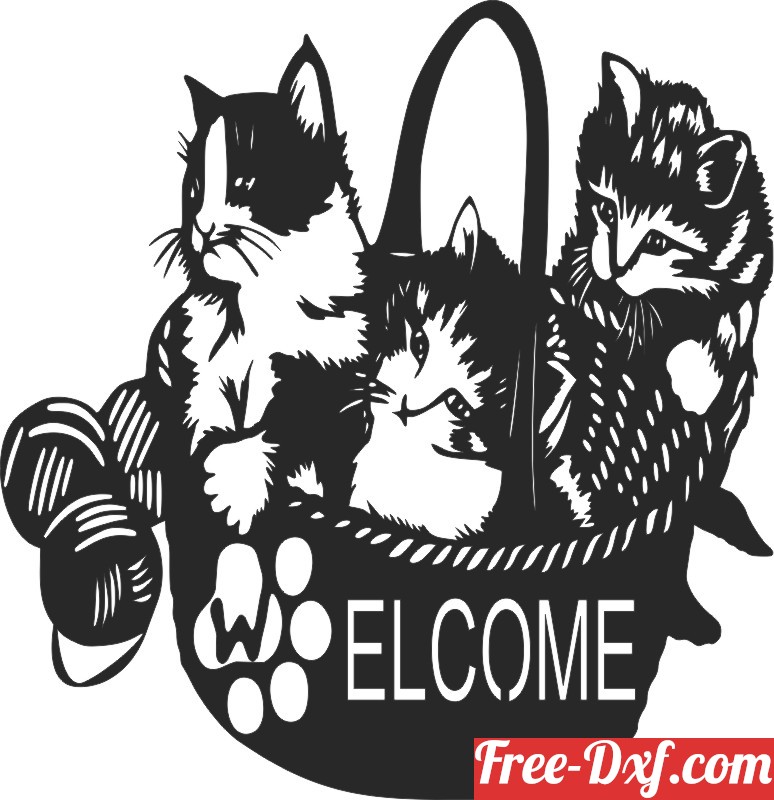 Download Cats Welcome in cart tPIpX High quality free Dxf files,