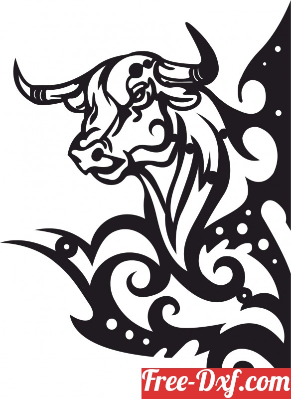 Download Bull wall decor floral sign dxf tdehu High quality free