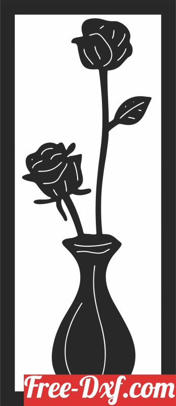 Download Rose flowers in vase decor dxf tmXbr High quality free