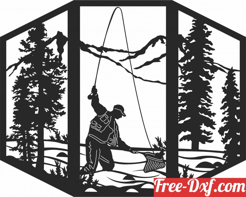 Download Fish fishing scene clipart tvEwK High quality free Dxf f