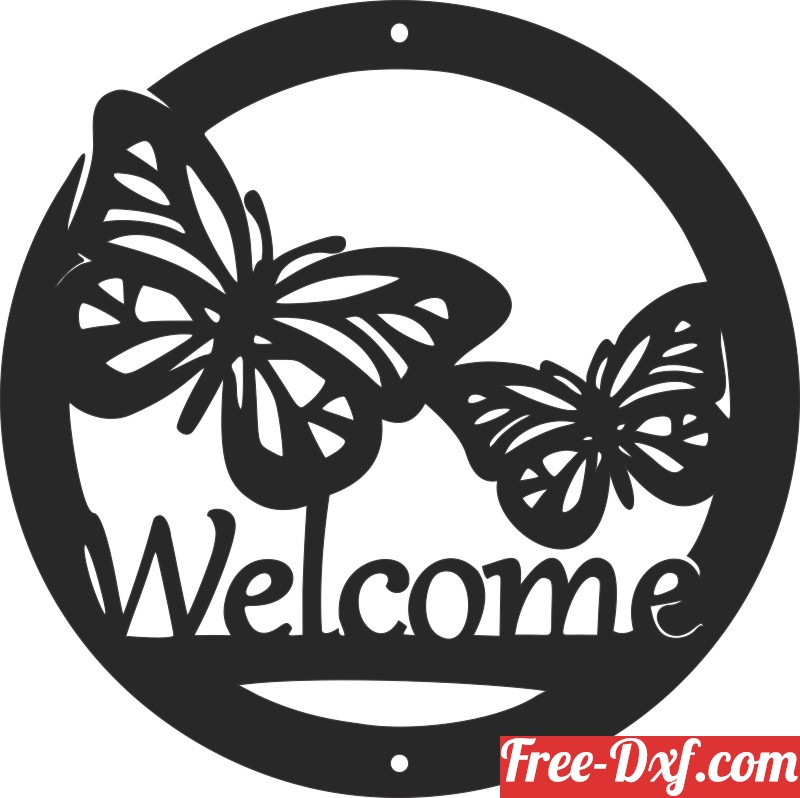 Download welcome butterfly sign wall art u8VIr High quality free