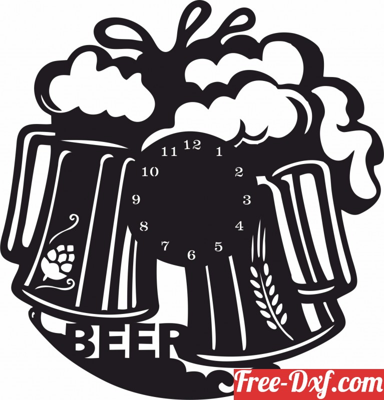 Download Beer wall Clock uDveK High quality free Dxf files, Svg,