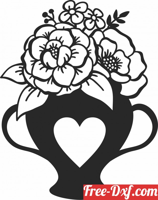 Download flowers heart pot cliparts urNDL High quality free Dxf f
