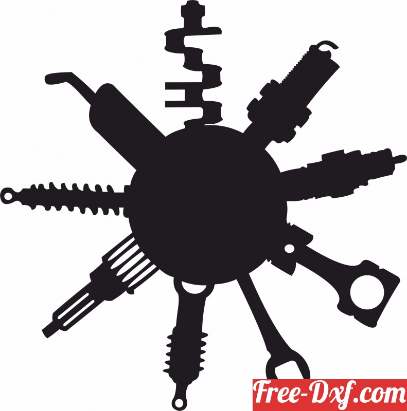 Download Mechanical Tools Vinyl Clock vlxXO High quality free Dxf