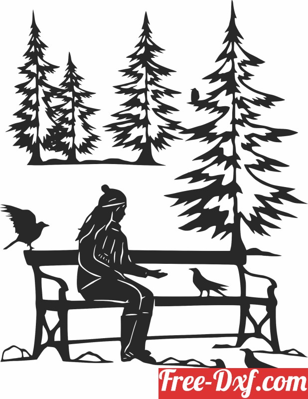 Download winter scene girl clipart wSMny High quality free Dxf fi