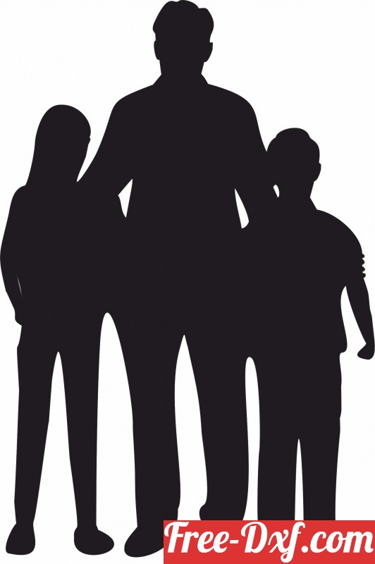 Download family silhouette father with children dxf wm6KA High qu