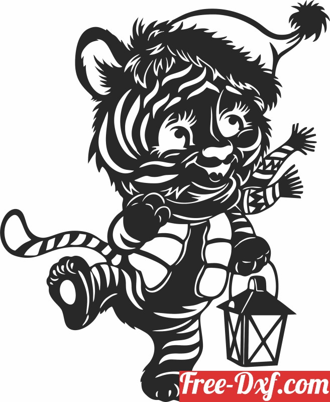 Download Cute Tiger with lamp clipart wqBs2 High quality free Dxf