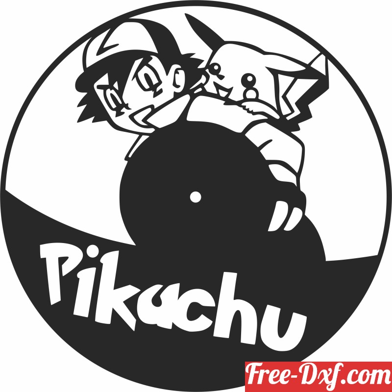 Download pikachu pokemon wall clock xA9W5 High quality free Dxf f