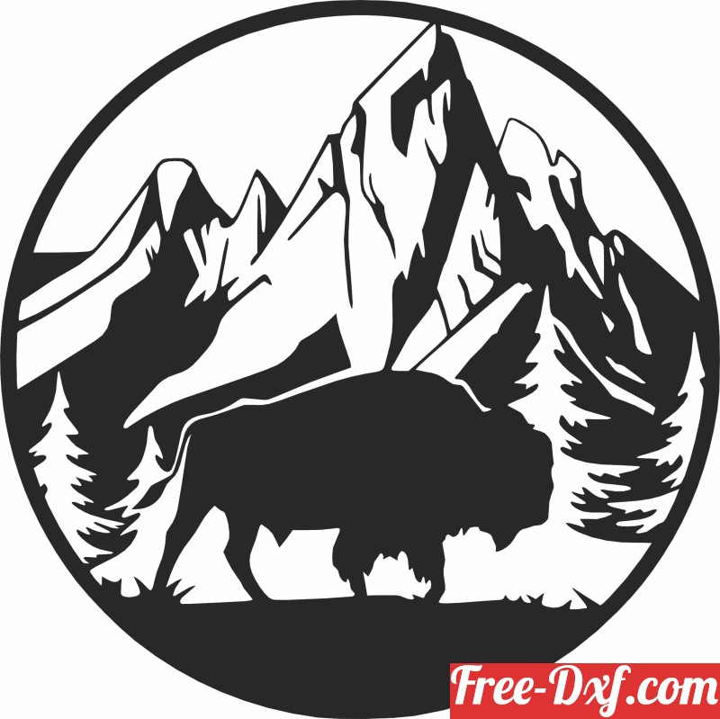 Download Bison forest wall arts xp7tX High quality free Dxf files