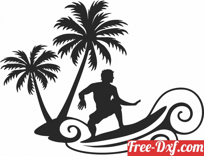 Download Surfing man wall decor xsK9V High quality free Dxf files
