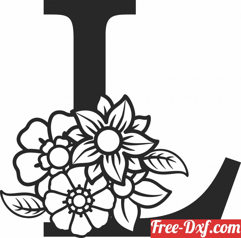 Download Monogram Letter L with flowers y3HhZ High quality free D