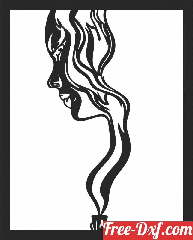 Download Girl wall decor art yRinm High quality free Dxf files, S