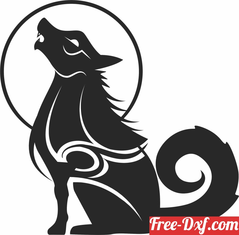 Download wolf howl moon wall sign yhw6a High quality free Dxf fil