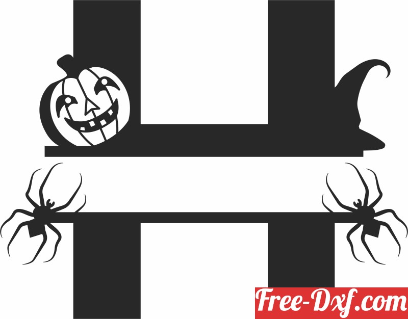 Download Split monogram H halloween yvasz High quality free Dxf f