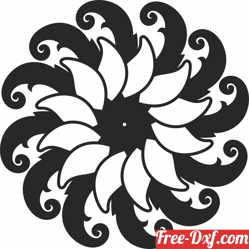Download Mandala vinyl wall clock z0OTF High quality free Dxf fil