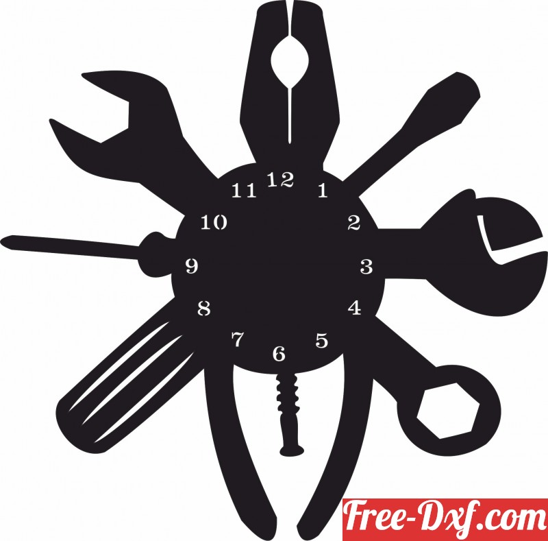 Download Mechanical Tools wall Clock z3ocX High quality free Dxf