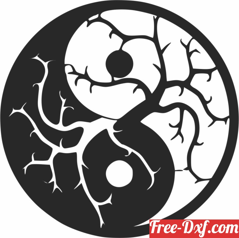 Download Yin Yang tree wall sign z4Ws4 High quality free Dxf file