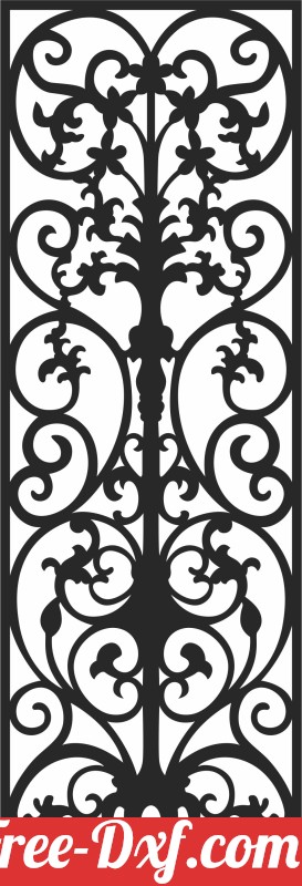 Download Decorative floral pattern screen door dxf zC7J7 High qua