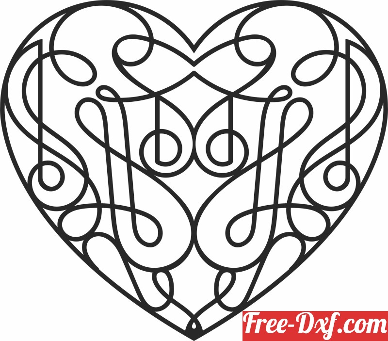Download Decorative one line heart wall art dxf zSy6I High qualit
