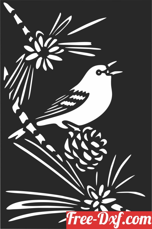 Download Bird on a tree branch zv1i8 High quality free Dxf files,